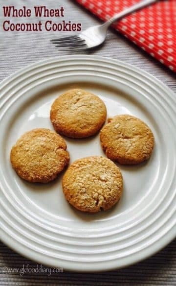 Whole Wheat Coconut Cookies Recipe for Toddlers and Kids
